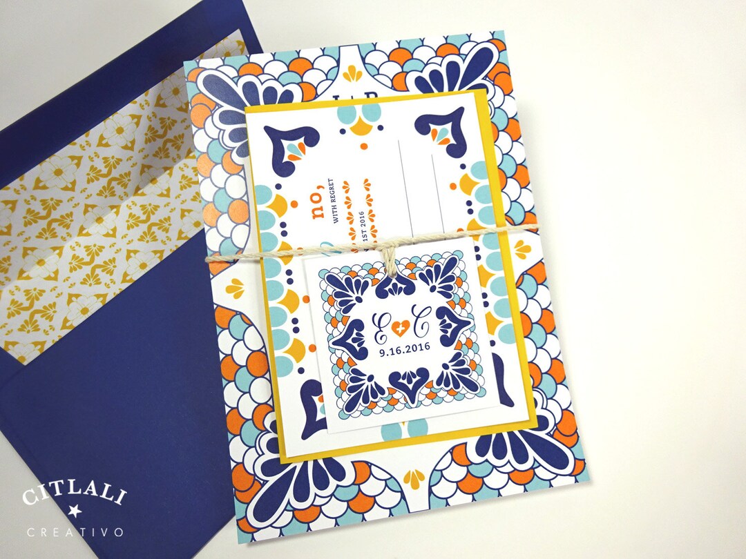 Talavera Spanish Tile Wedding Invitations Printed Invites - Etsy
