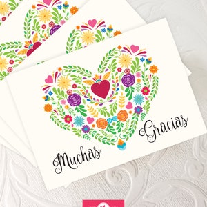 Floral Mexican Embroidery Inspired Heart Muchas Gracias / Thank You ...