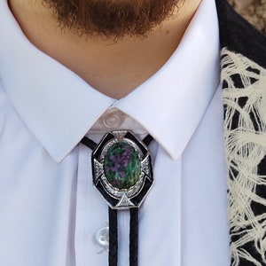 Custom Bolo Tie With Ruby Zoisite - Fancy Bolo Tie -men's Women's Bolo ...
