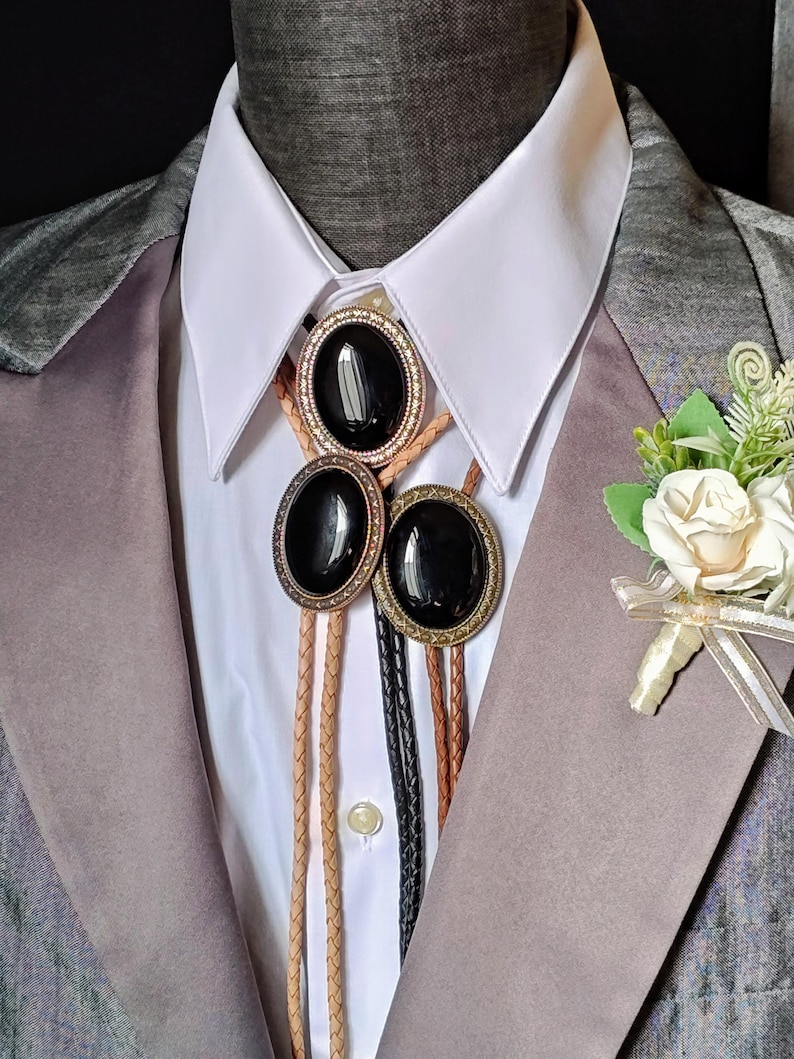 Custom Black Onyx Bolo Tie -customizable Wedding Bolo Tie - Yellowstone ...