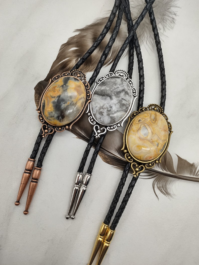 Agate Bolo Tie -custom Bolo Ties - Wedding Bolo Tie - Crazy Lace Agate ...