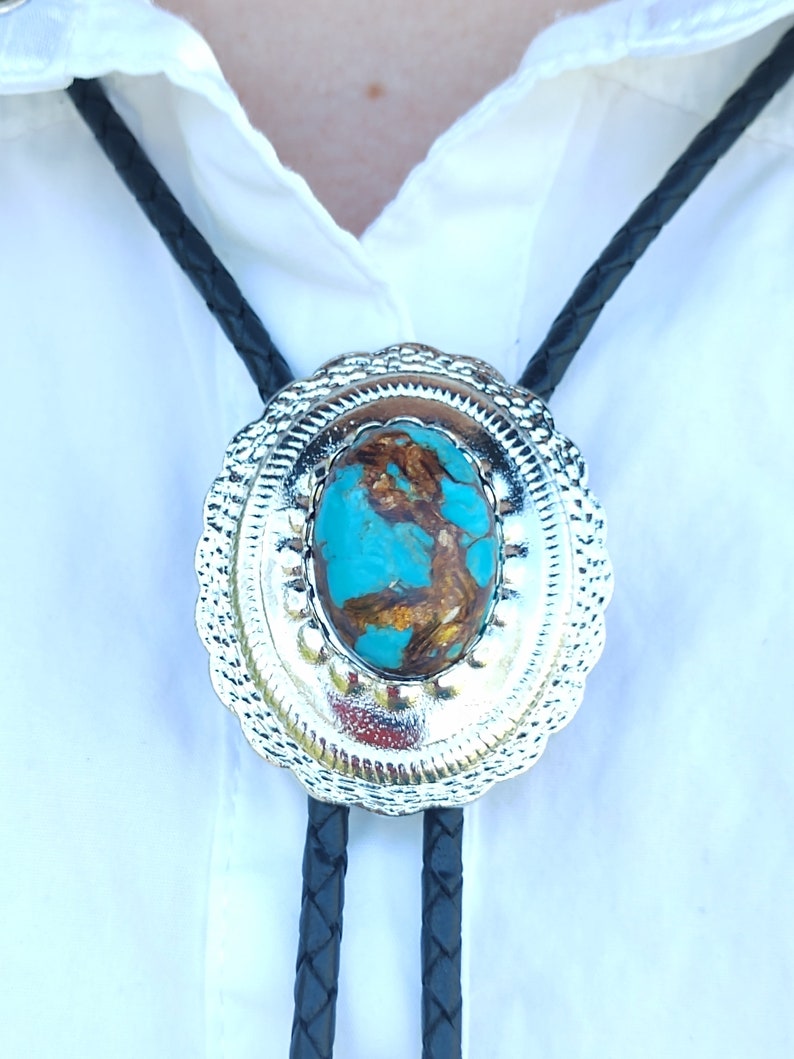 Custom Bolo Ties With Blue Turquoise Copper western Bolo Tie - Etsy