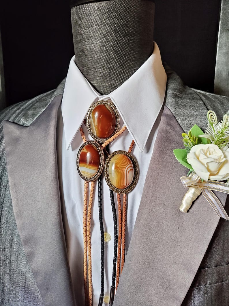 Custom Agate Bolo Tie With Brown Agate -custom Wedding Bolo Tie ...
