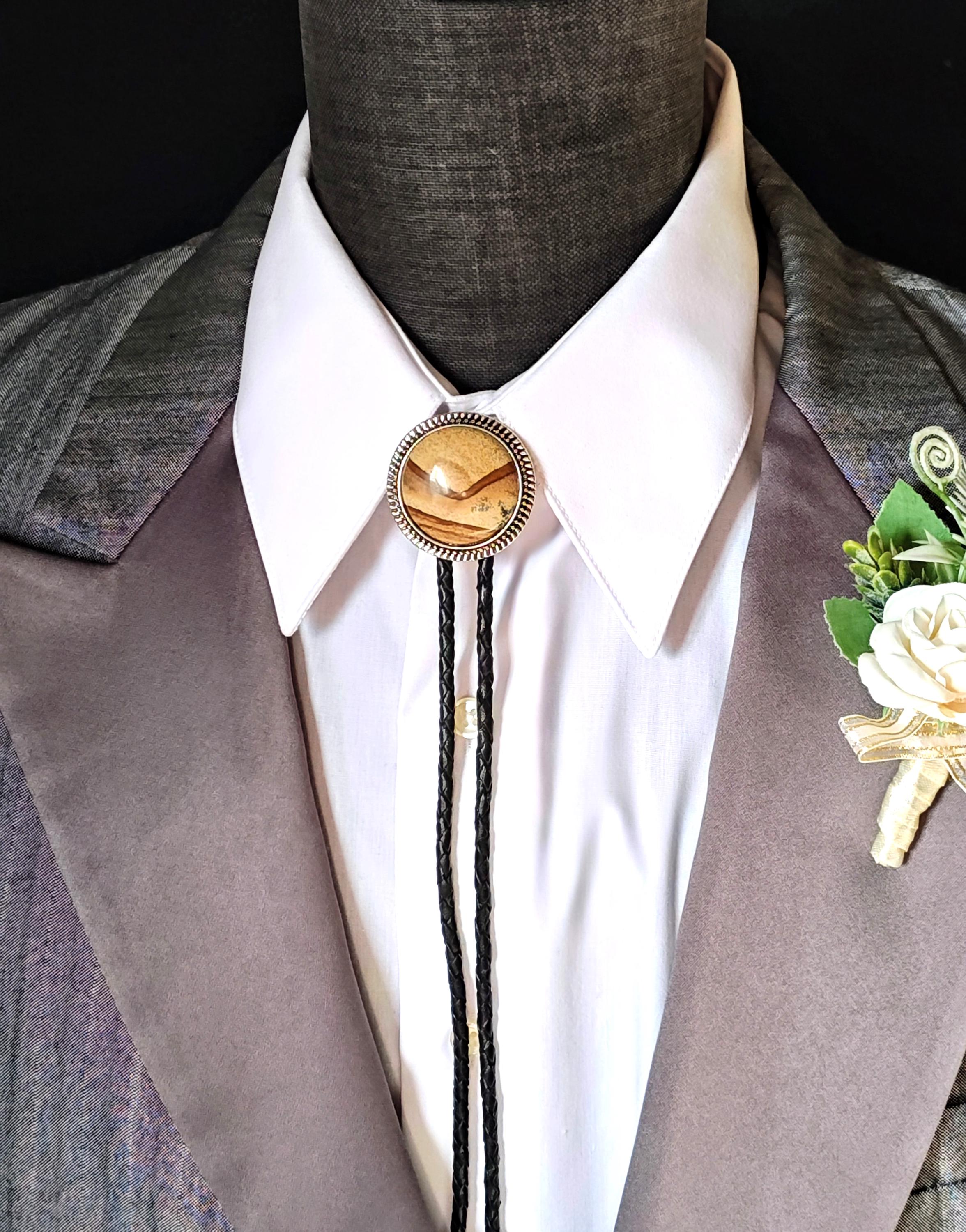 Custom Bolo Tie With Picture Jasper Stone -wedding Bolo Ties -silver ...