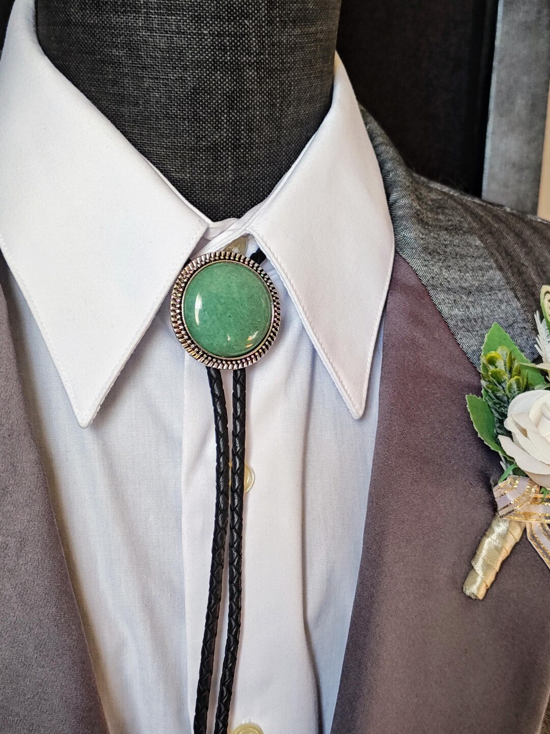 Custom Bolo Tie With Green Aventurine -wedding Bolo Ties -silver, Gold ...