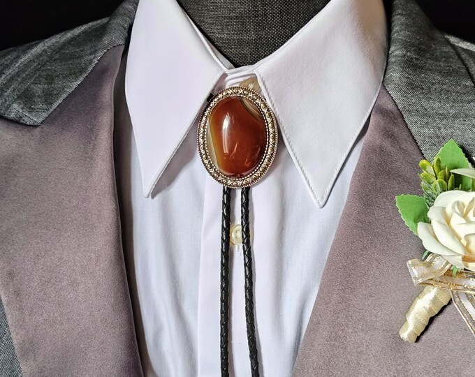 Custom Agate Bolo Tie With Brown Agate -custom Wedding Bolo Tie ...