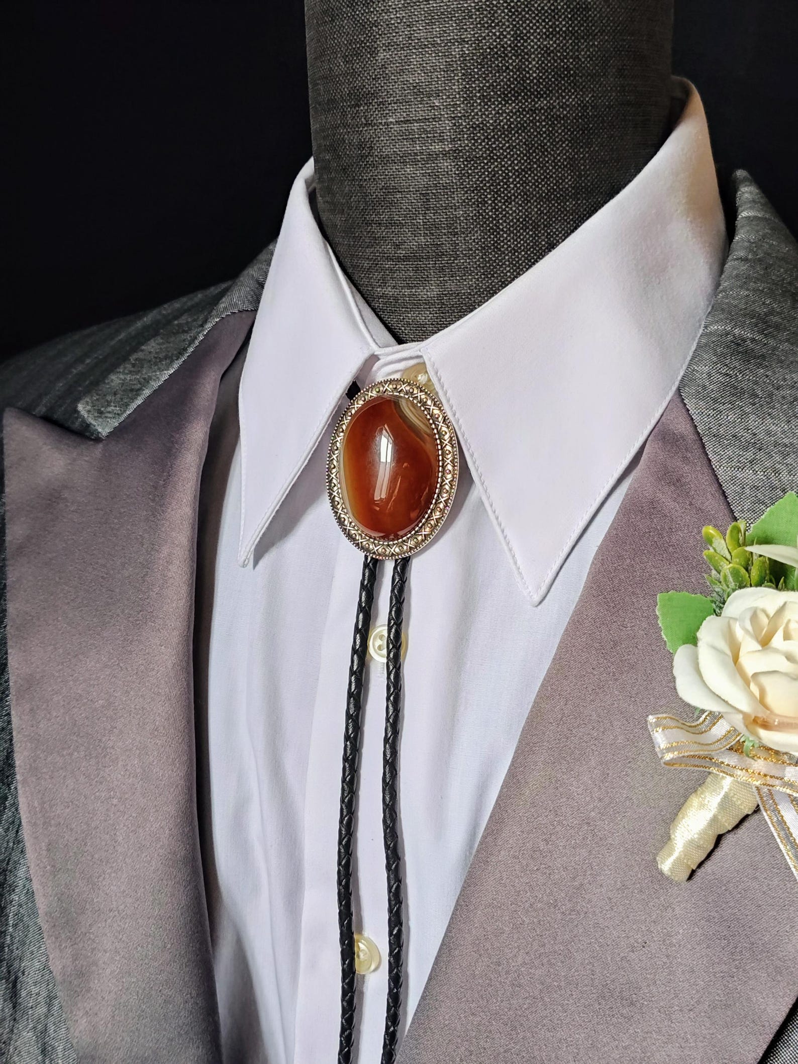 Custom Agate Bolo Tie With Brown Agate -custom Wedding Bolo Tie ...