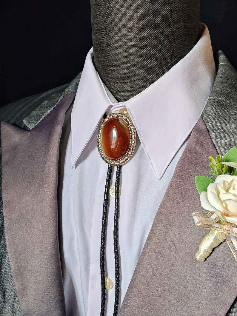 Custom Agate Bolo Tie With Brown Agate -custom Wedding Bolo Tie ...