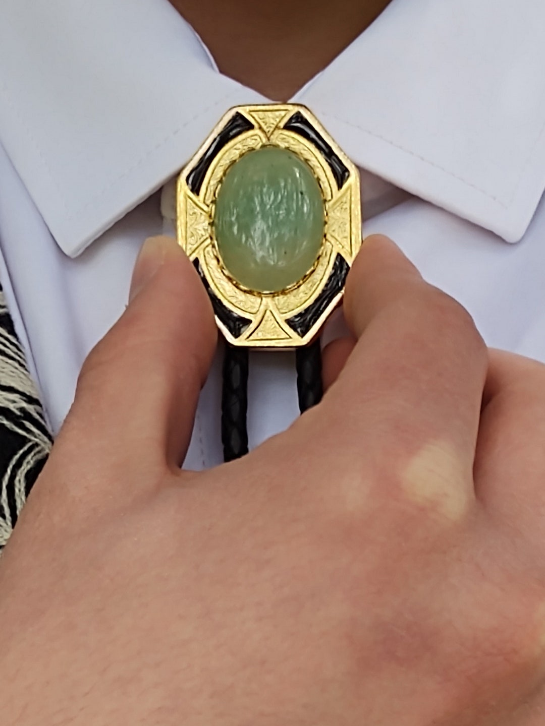 Custom Bolo Tie With Green Aventurine Gemstone -western Bolo Ties - Men ...