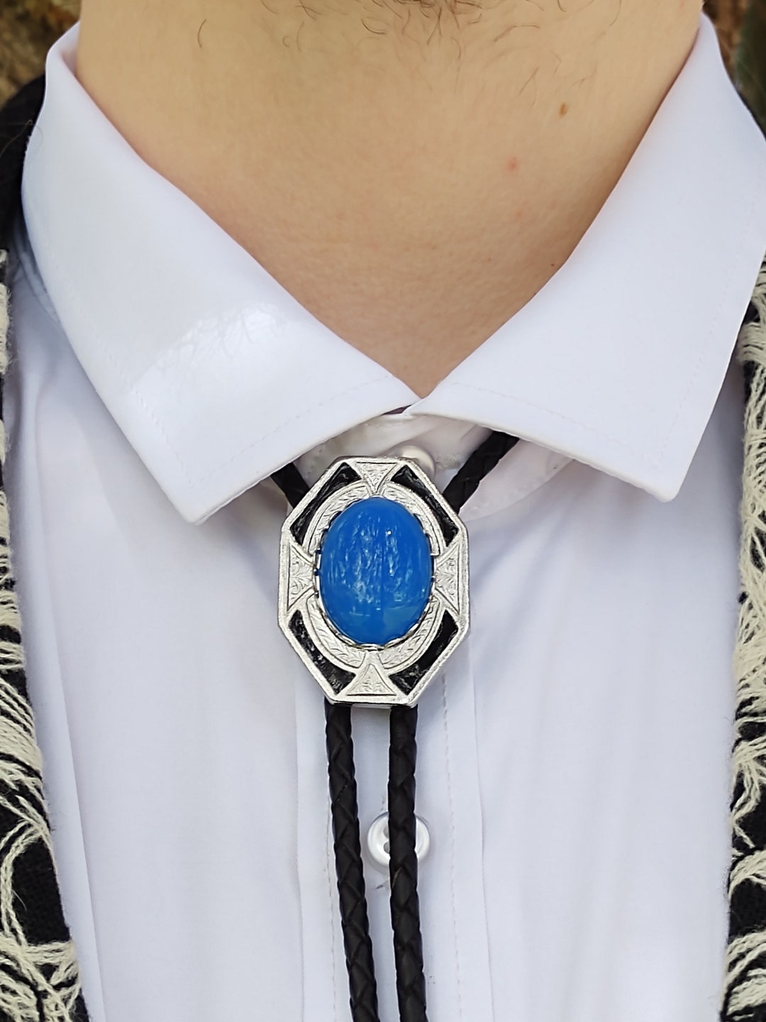 Custom Bolo Ties With Blue Agate -wedding Bolo Tie - Cowboy Bolo Tie ...