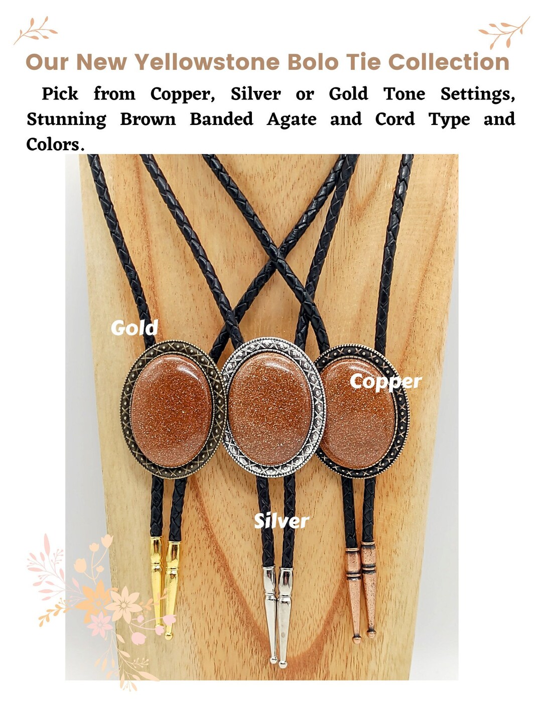 Custom Goldstone Bolo Tie With Copper & Gold Colors Wedding Bolo Tie ...