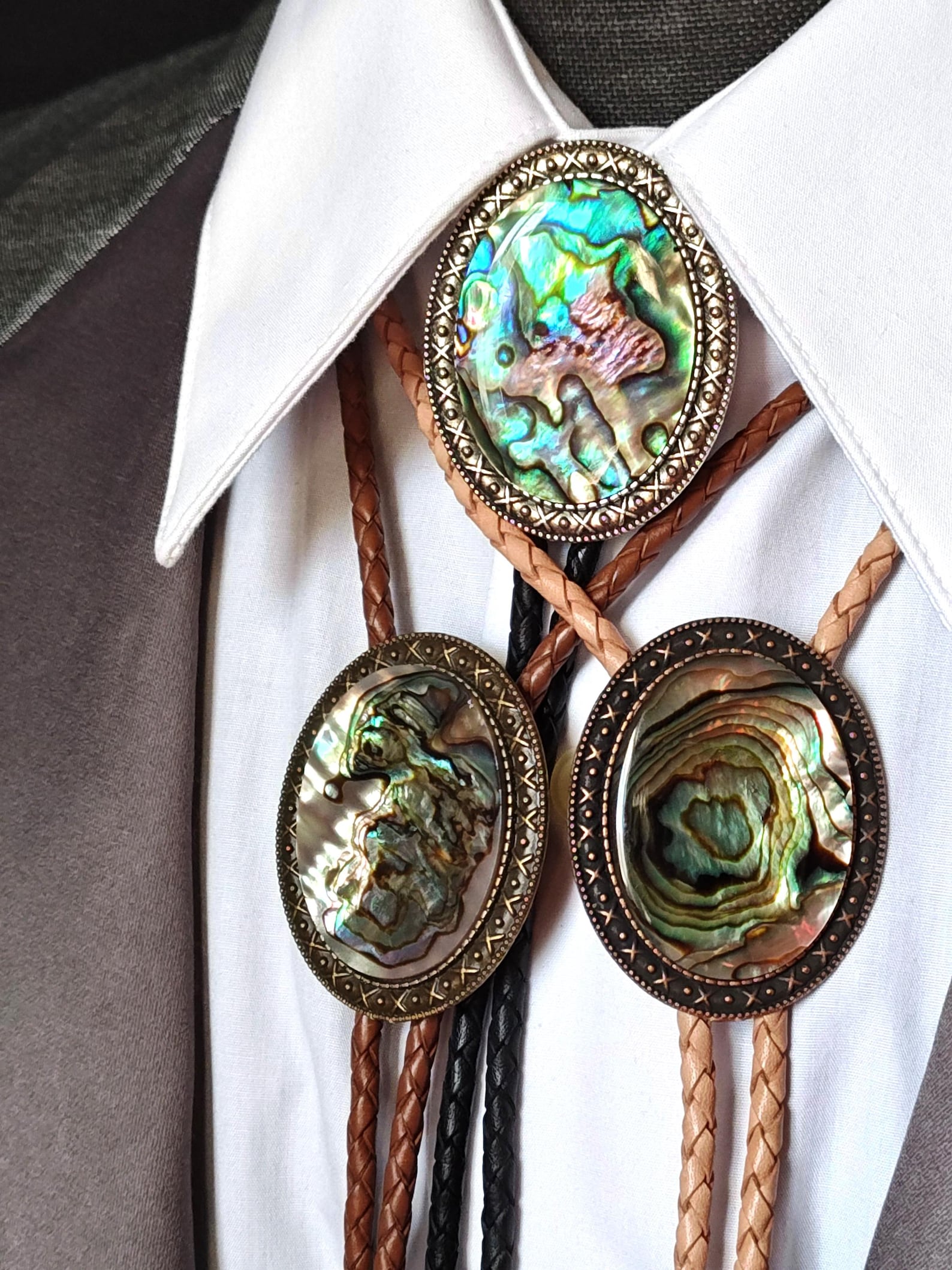 Abalone Bolo Tie - Wedding Bolo Tie - Custom Bolo Tie - Silver, Copper ...