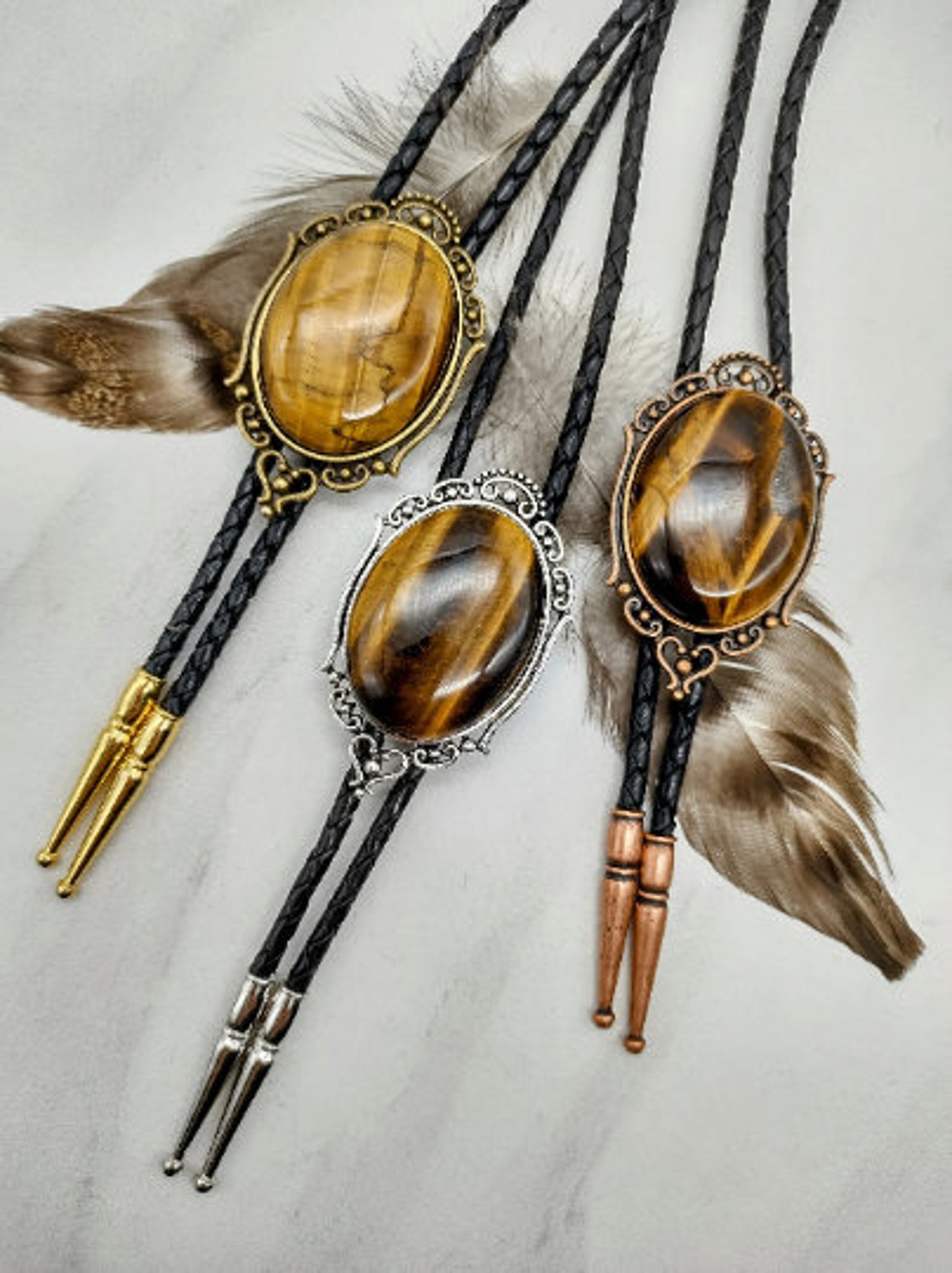 Custom Tiger's Eye Bolo Tie - Bolo Tie - Wedding Bolo Tie - Brown Stone ...