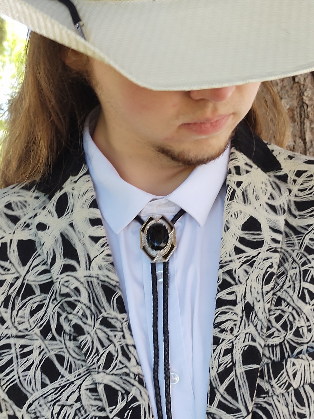 Custom Bolo Ties With Black Onyx -wedding Gemstone Bolo Tie -cowboy Bolo Tie -silver, Gold, or ...