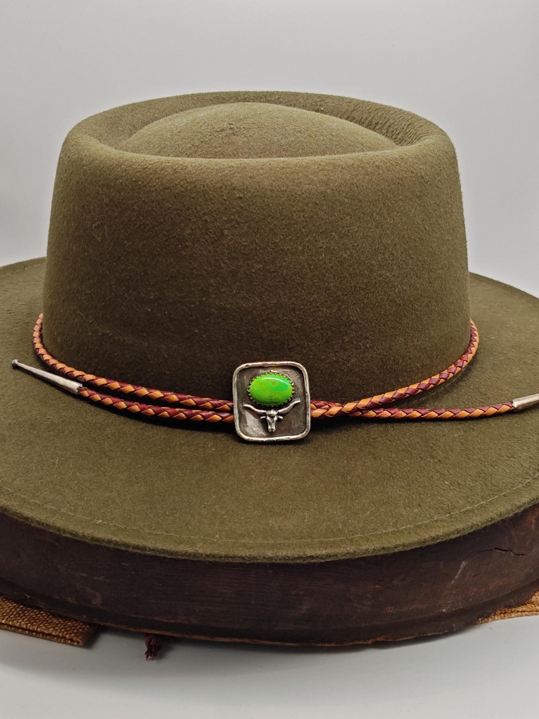 Turquoise Cowboy Hat Band in Sterling Silver With Leather Hat Band ...