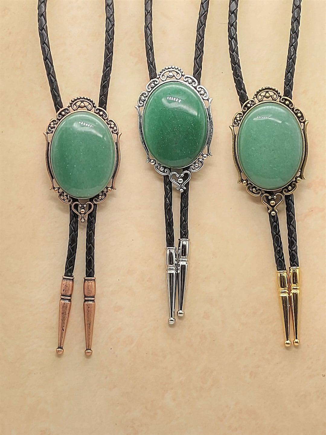 Custom Bolo Tie Green Aventurine Gemstone- Wedding Bolo Tie - Green ...