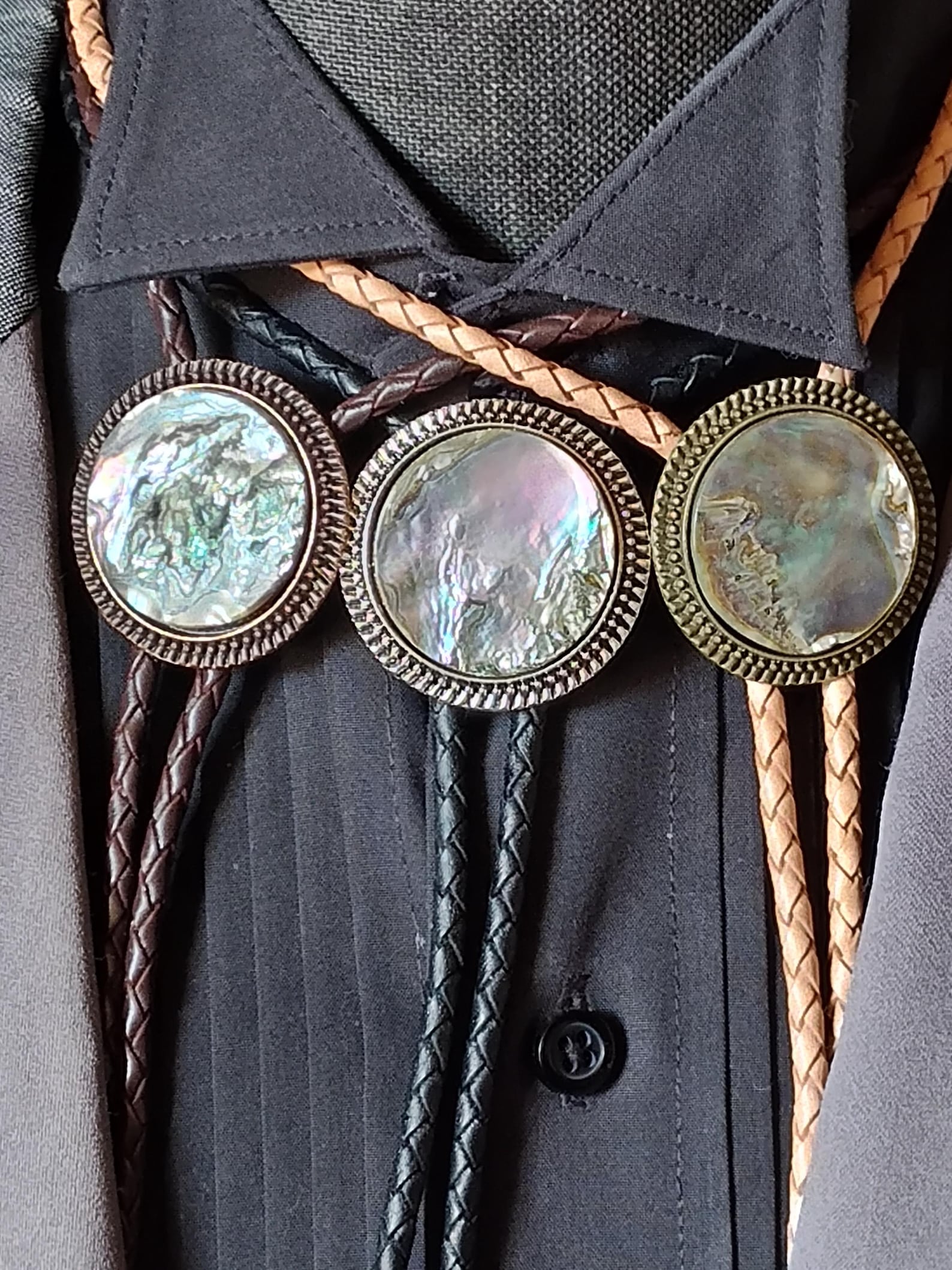 Custom Bolo Tie With Abalone -wedding Bolo Ties -silver, Gold or Copper ...