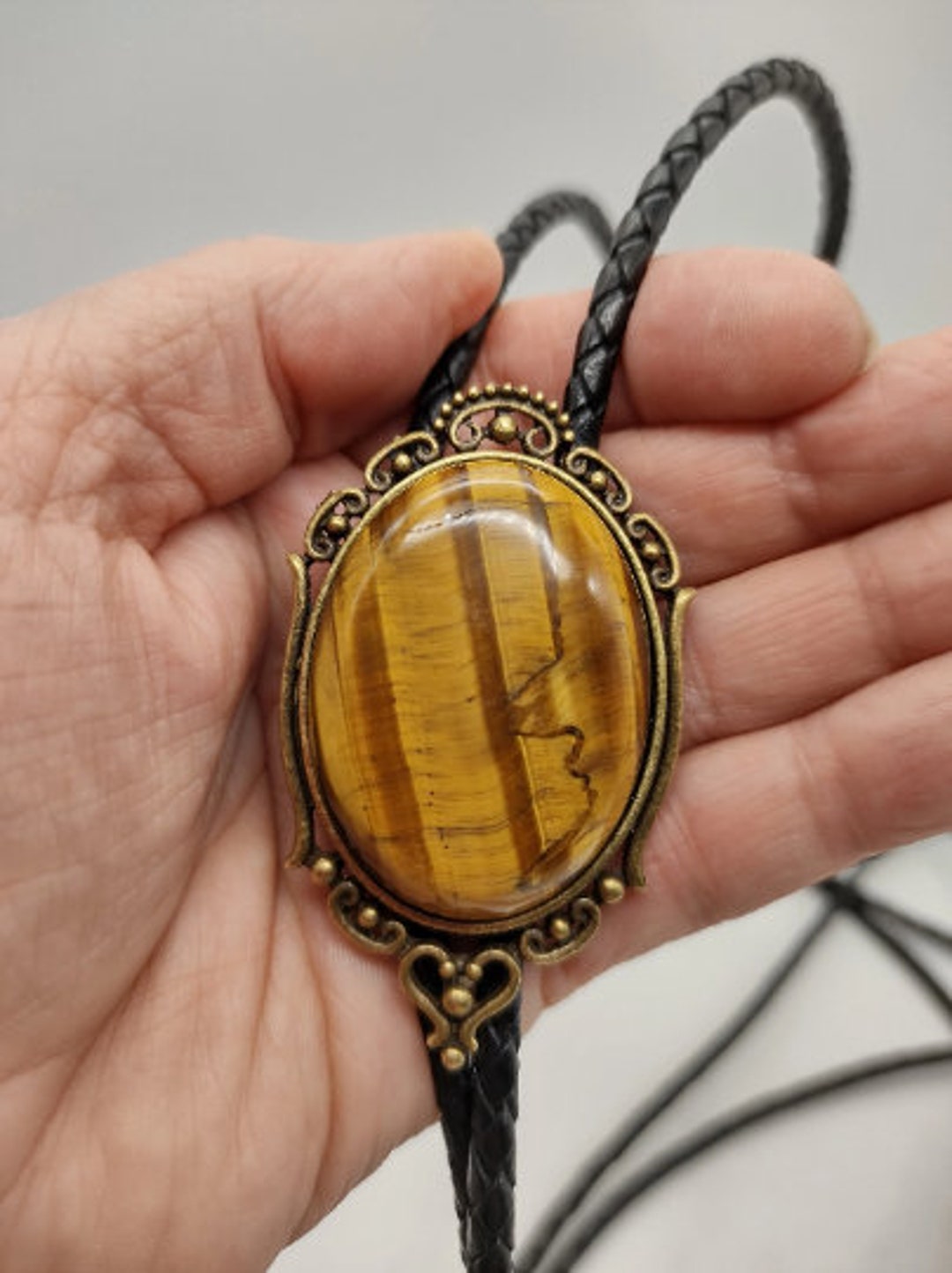 Custom Tiger's Eye Bolo Tie - Bolo Tie - Wedding Bolo Tie - Brown Stone ...
