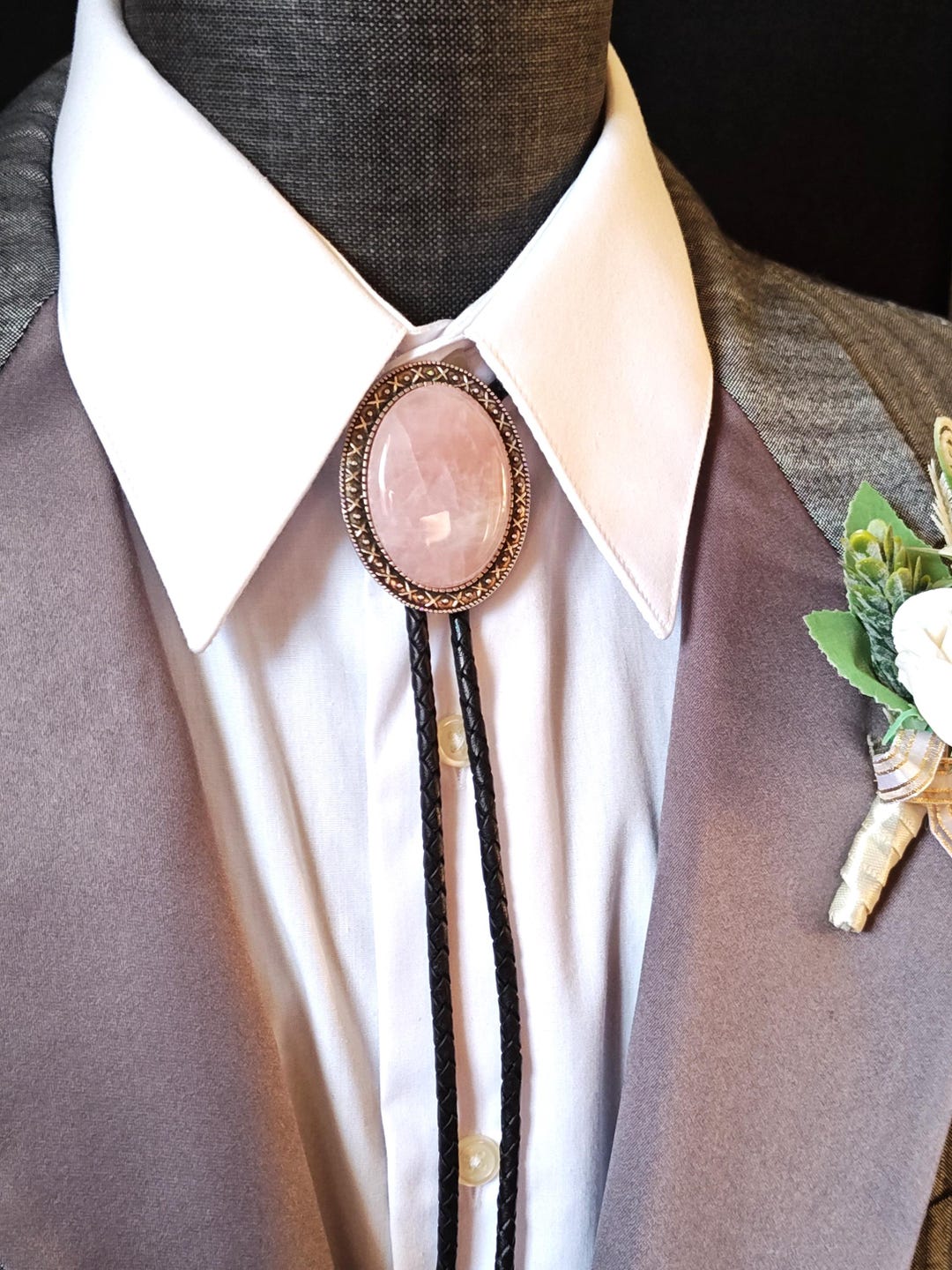Custom Rose Quartz Bolo Ties -wedding Bolo Tie - Western Necktie ...