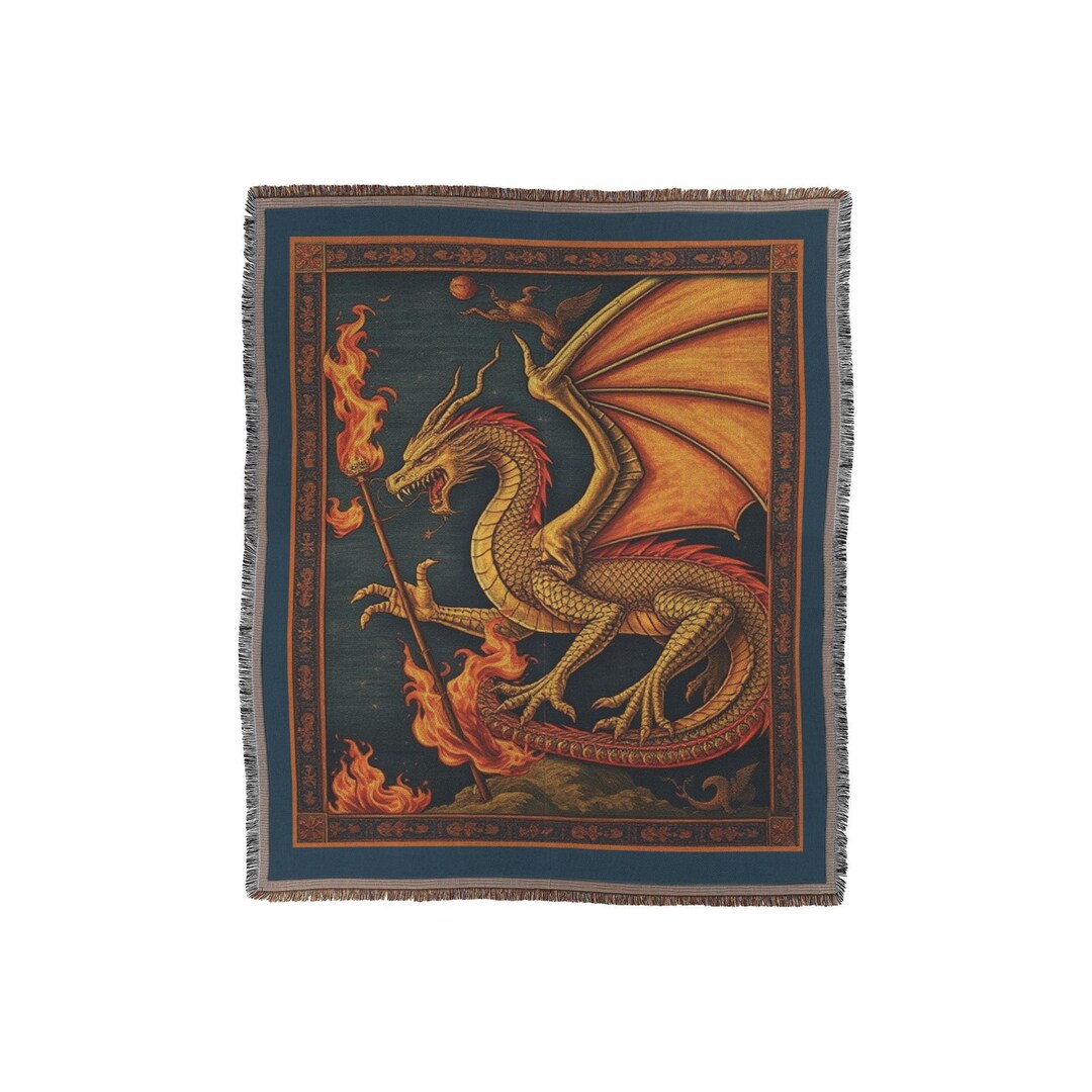 Medieval Dragon Woven Blanket - Etsy