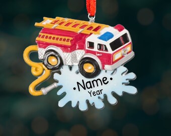 Fire Truck With Banner Personalized Christmas Tree Ornament Custom ...