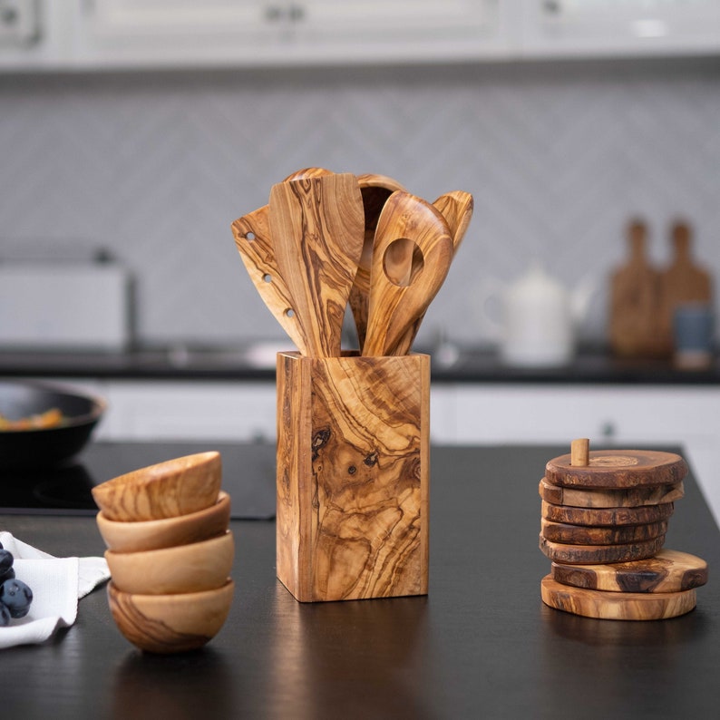 Personalized Wooden Utensil Holder, Custom Utensil Holder, Kitchen ...