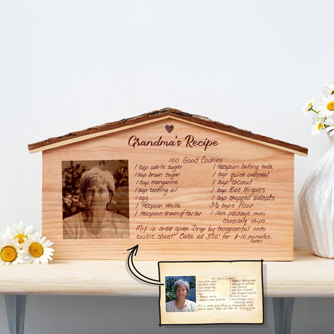 Wood Recipe Sign Handwritten Recipe Gift Engraved Sign Family Keepsake ...