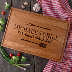 Meat Carving Board BBQ Grilling Gift for Dad Cutting Board Personalized ...