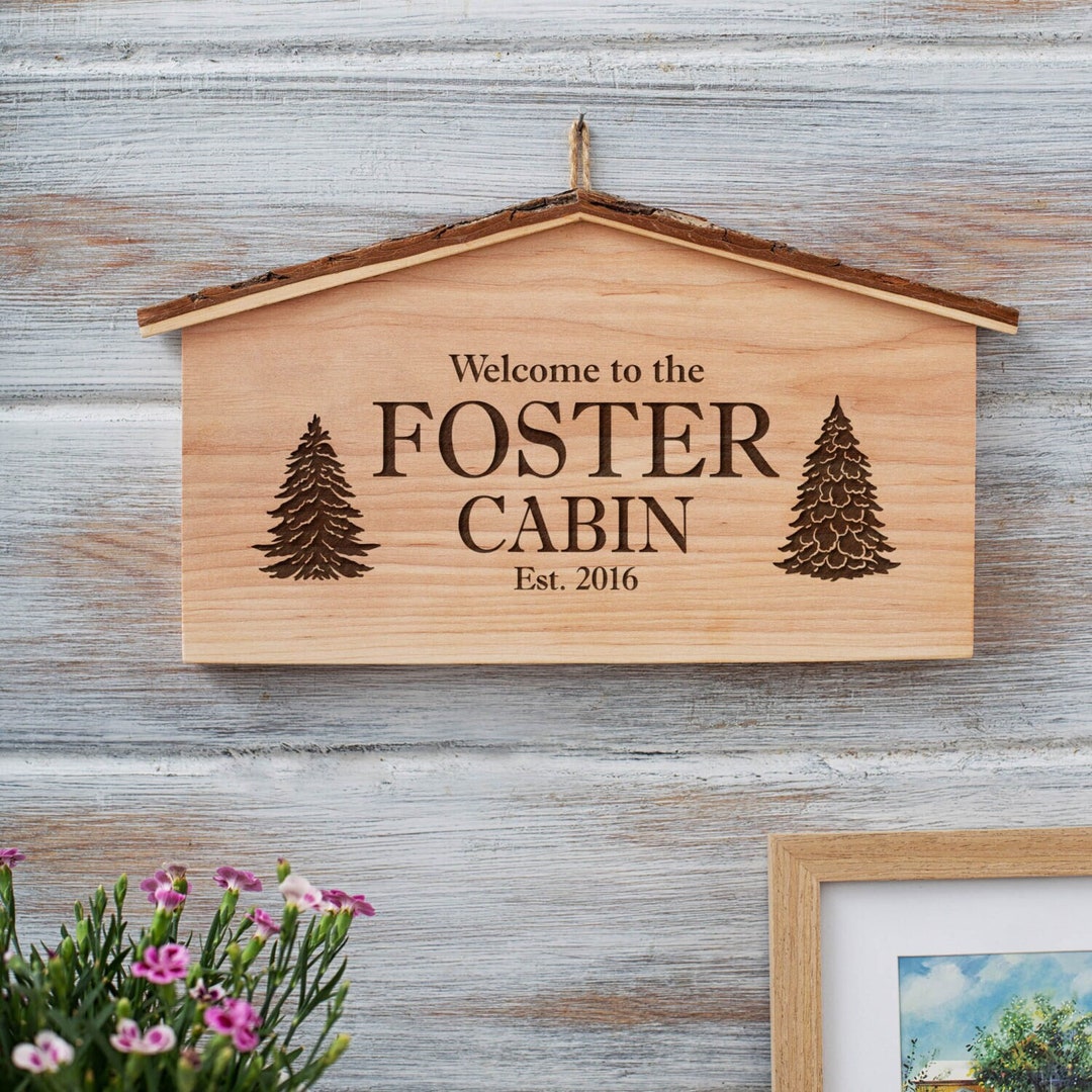 Personalized Cabin Sign, Cottage Sign, Rustic Home Sign, Welcome to ...