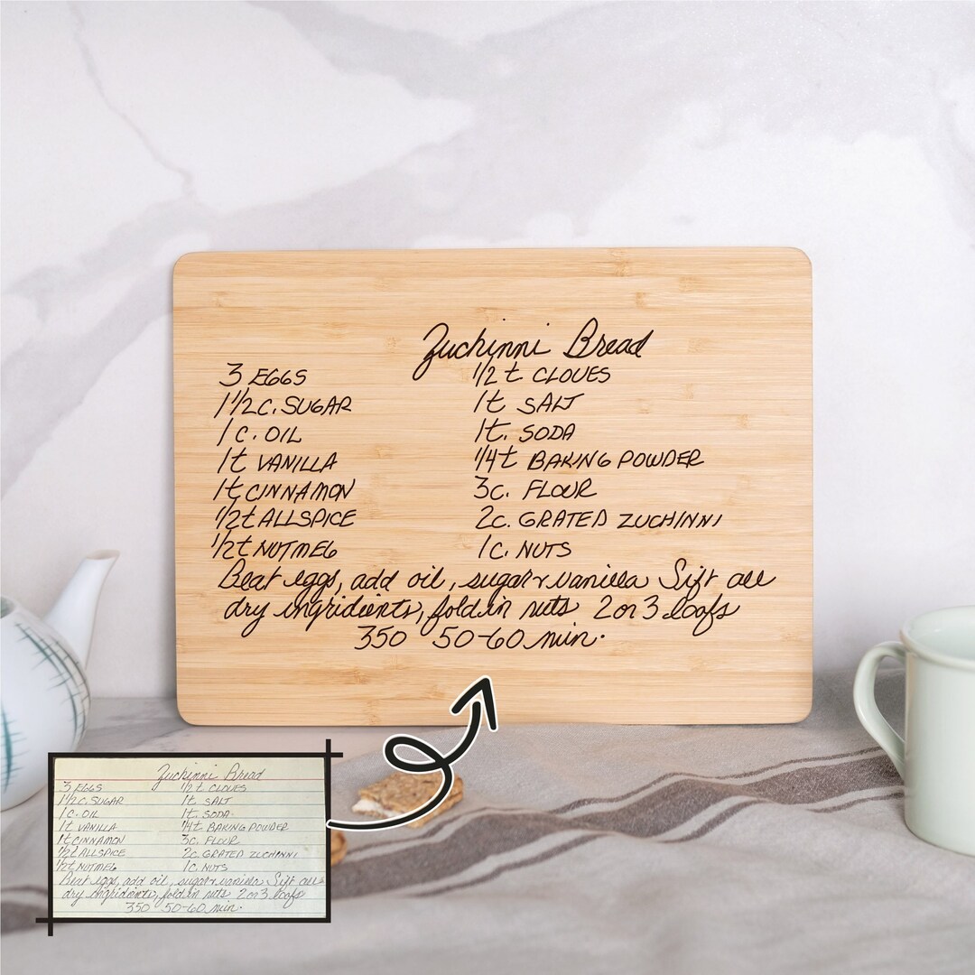 Engraved Cutting Board With Recipe Keepsake Family Recipe Cutting Board ...