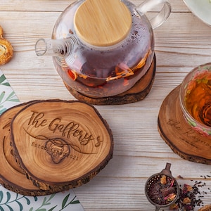 Personalized Live Edge Coasters, Engraved Coasters Live Edge, Custom ...