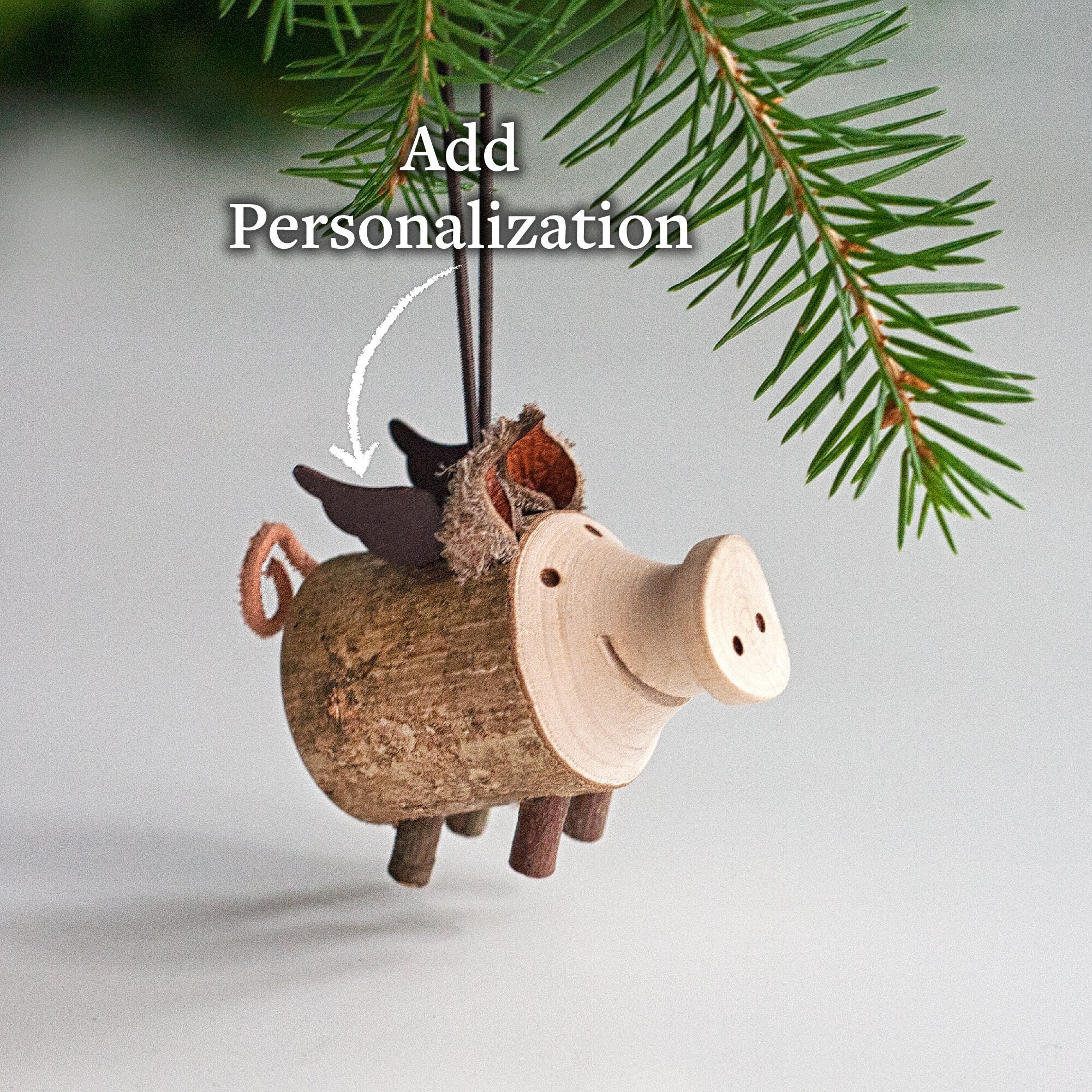 Flying Pig Figurine, Flying Piggy, Funny Christmas Tree Ornament, White ...