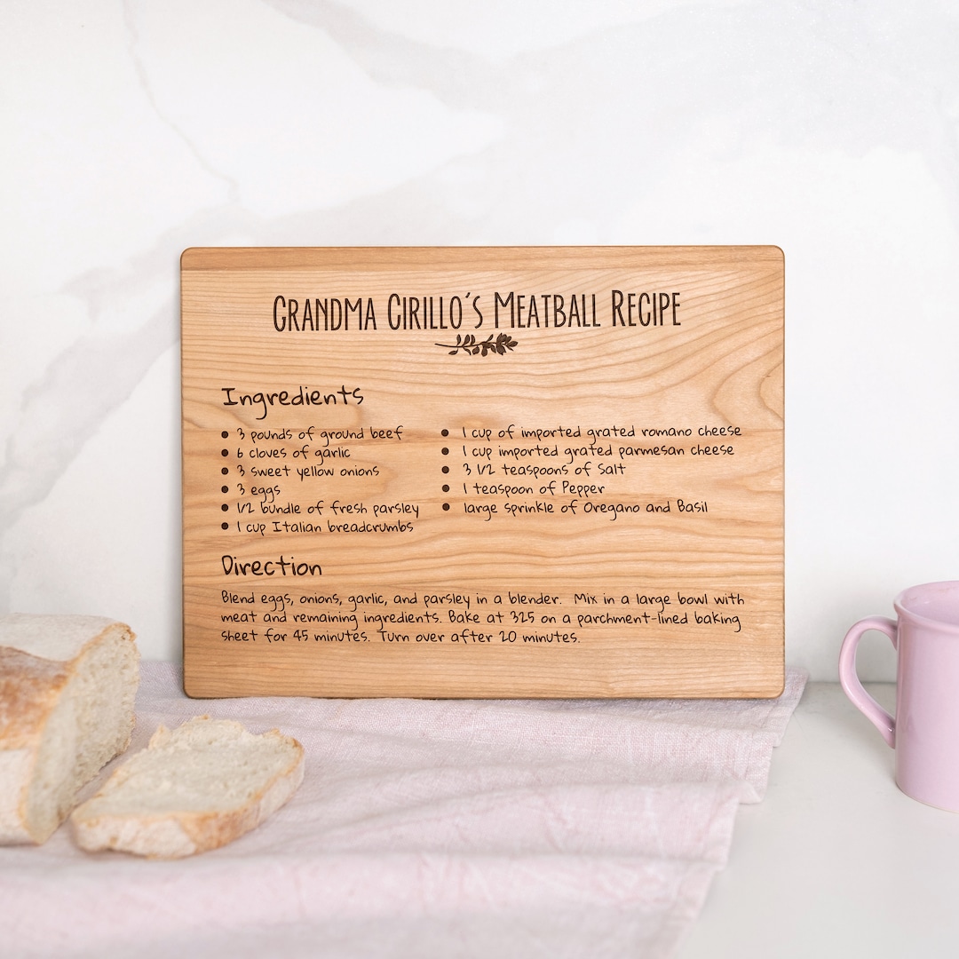 Recipe Cutting Board Personalized Board Recipe Gift for Grandma Family ...