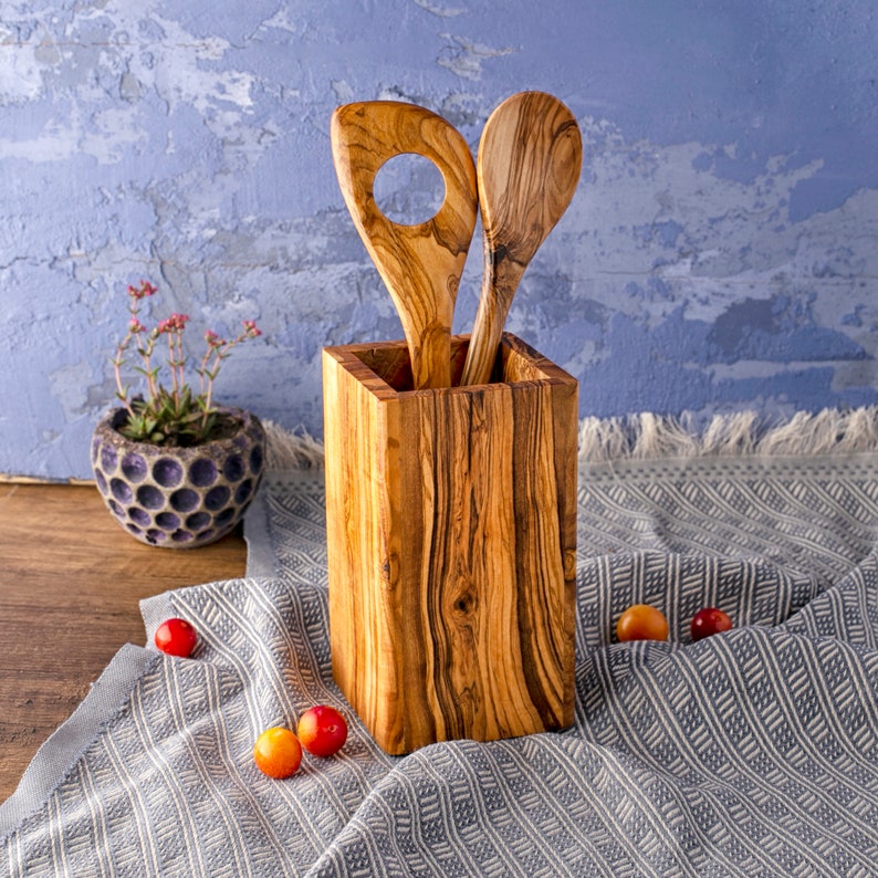 Personalized Wooden Utensil Holder, Custom Utensil Holder, Kitchen ...