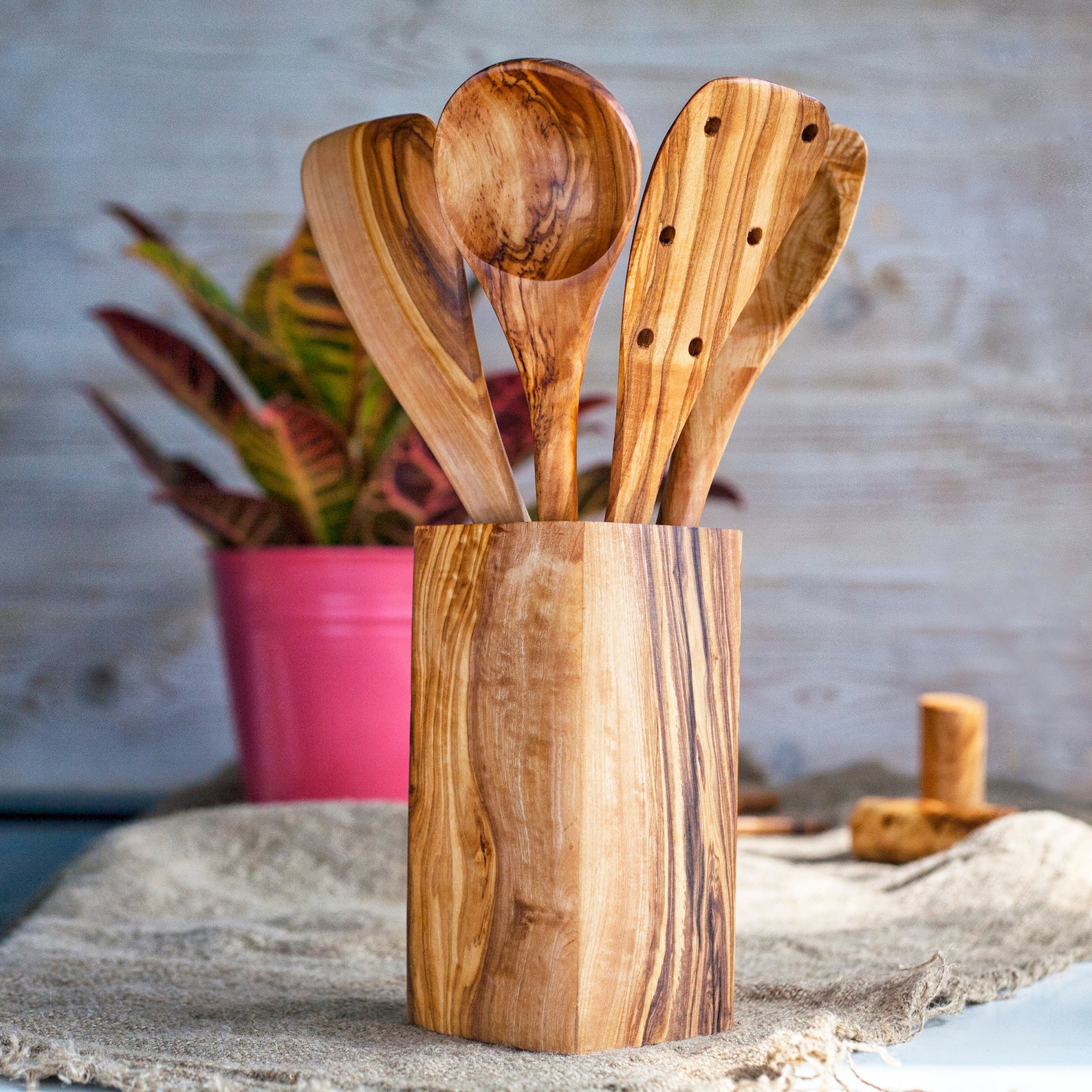 Olive Wood Utensil Set 4pc Wooden Utensils for Cooking - Etsy
