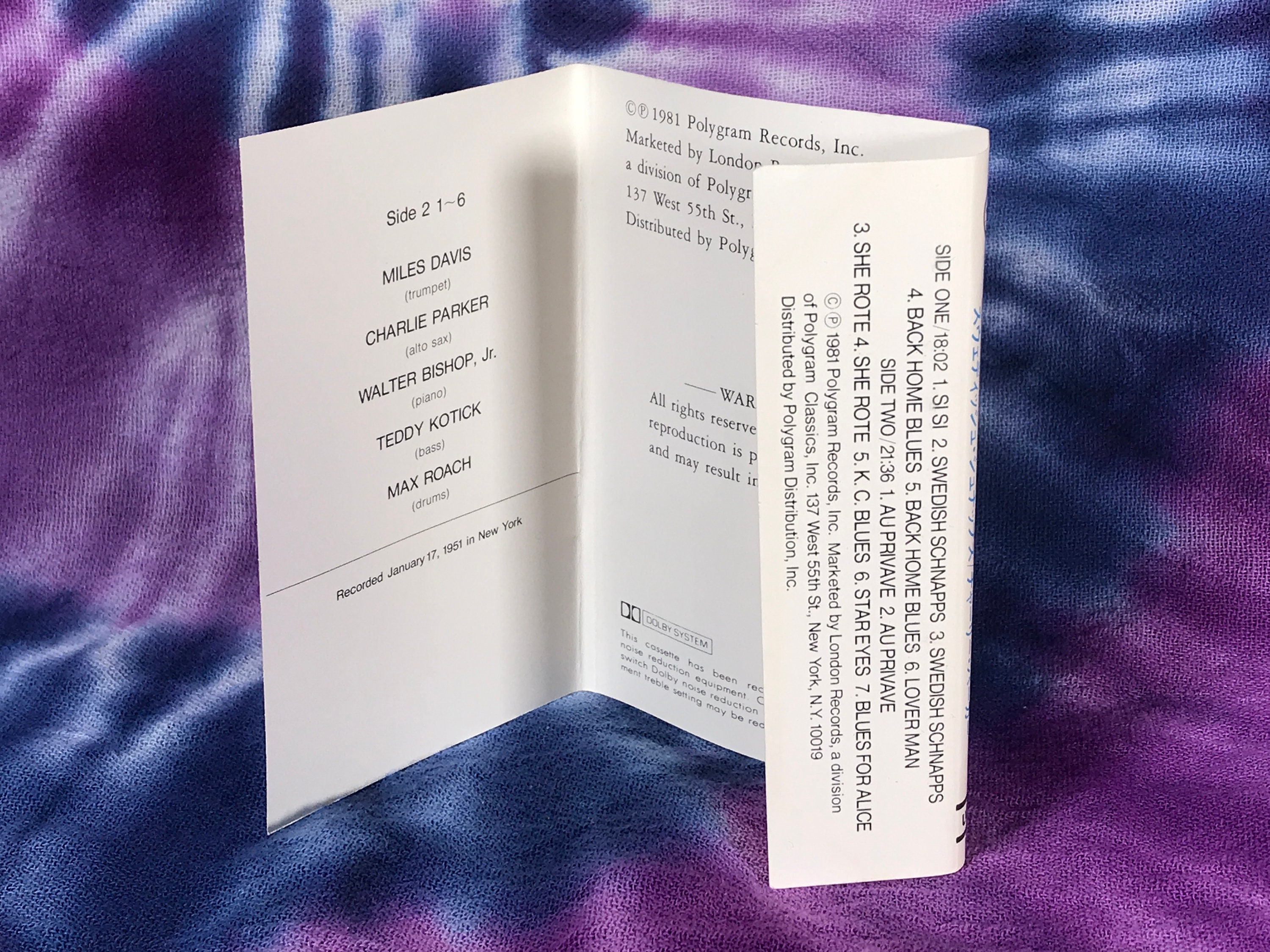 Charlie Parker Swedish Schnapps Cassette Tape Verve Records - Etsy
