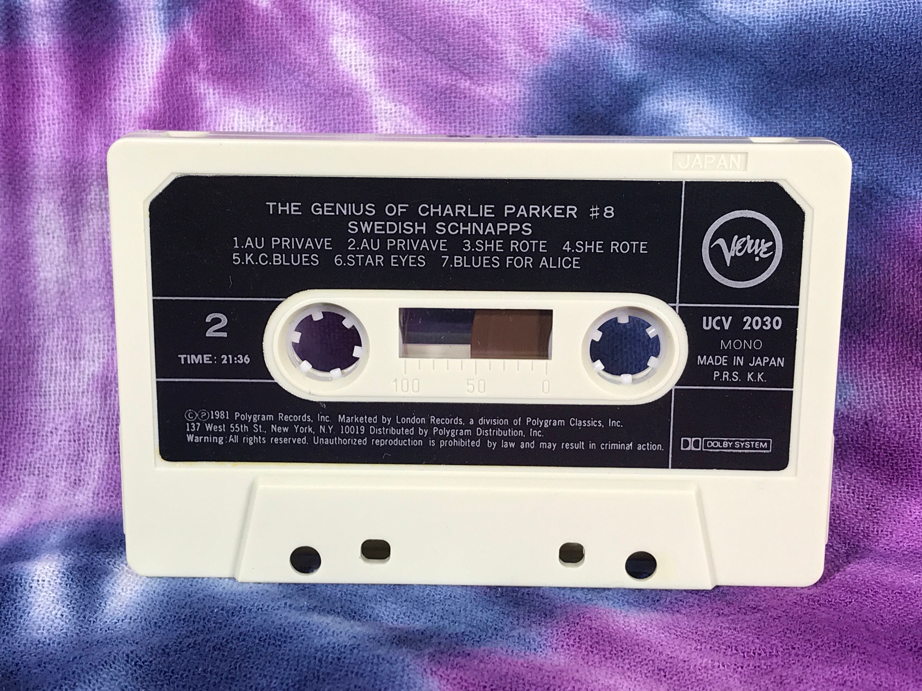 Charlie Parker Swedish Schnapps Cassette Tape Verve Records - Etsy
