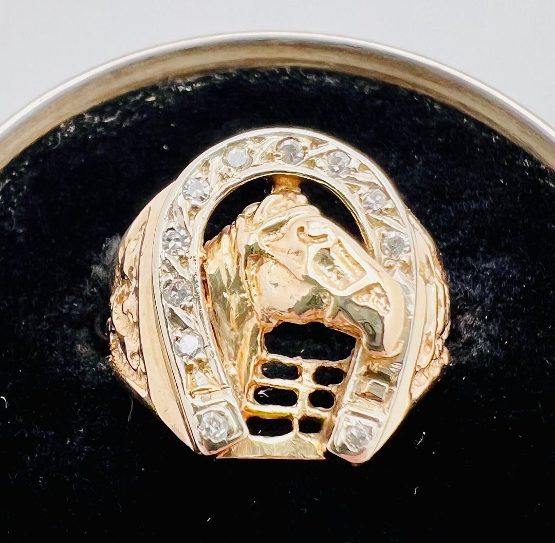 14k Yellow Gold Diamond Horseshoe Ring - Etsy