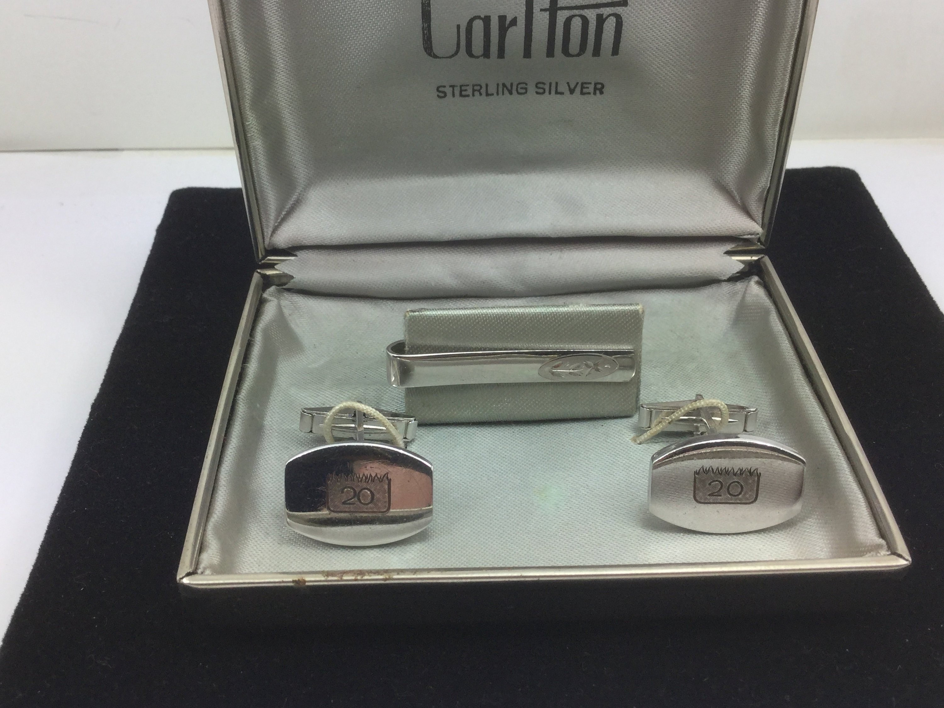 Carlton Sterling Silver 20th Anniversary Cuff Link & Tie Bar Set - Etsy