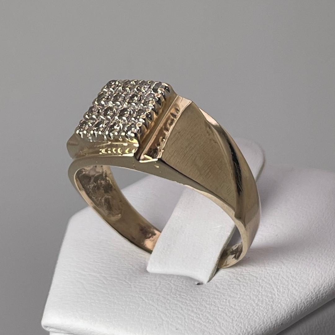 10K Yellow Gold Square Pave 0.16ct Diamond Ring - Etsy