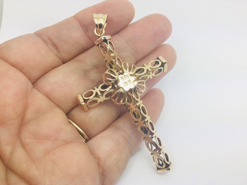 14k Yellow Gold Genuine Pearl June Birthstone Cross Pendent - Etsy