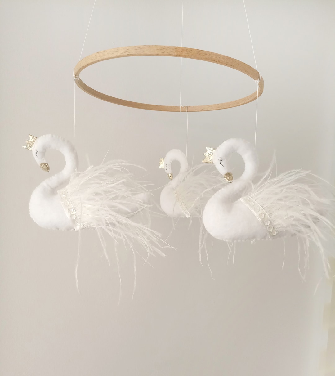 Swan Baby Mobile, Princess Swan Nursery Decor, White Swan Mobile ...