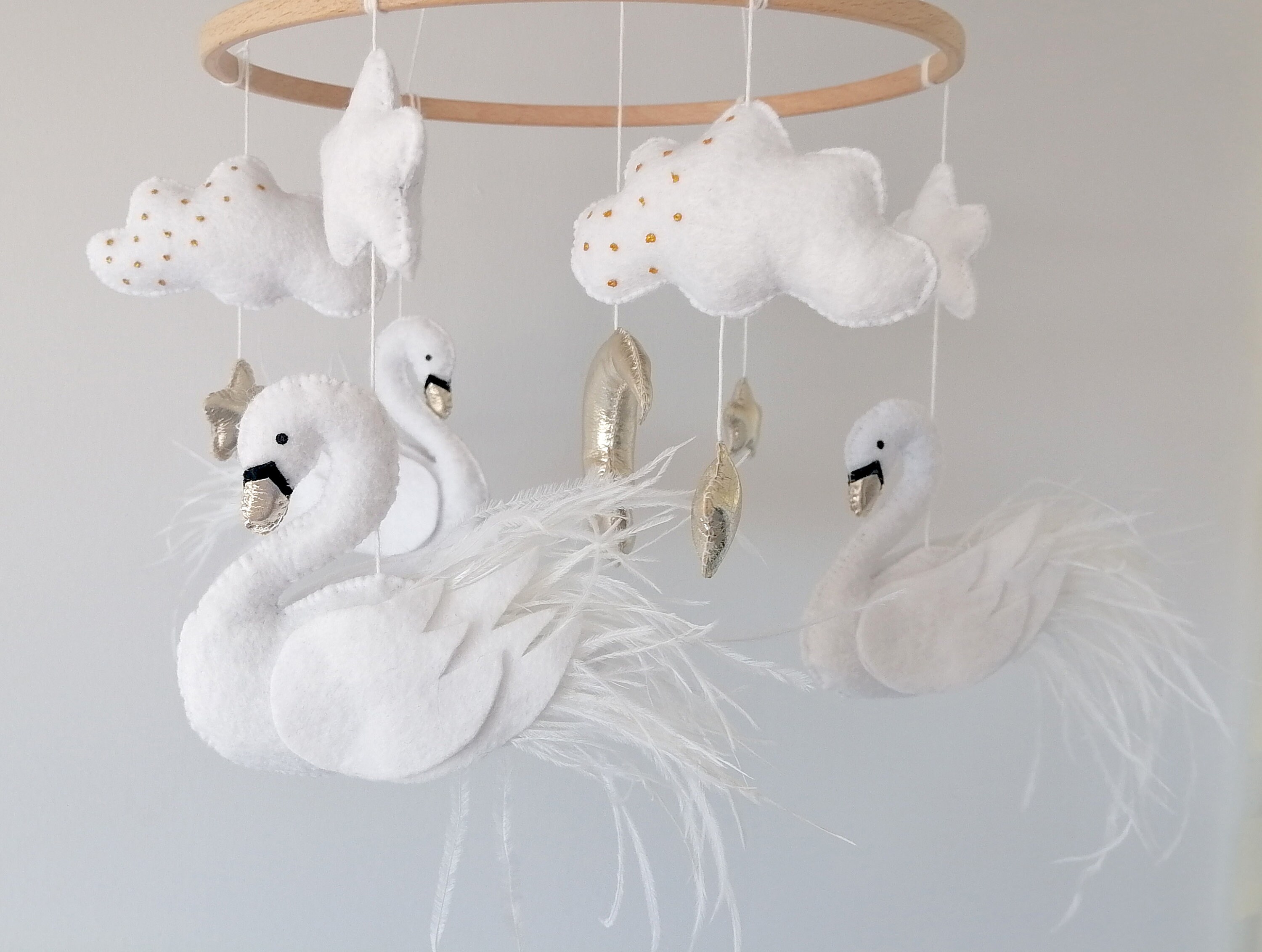 Swan Crib Mobile for Girl Nursery, Princess Swan Nursery Decor,white ...