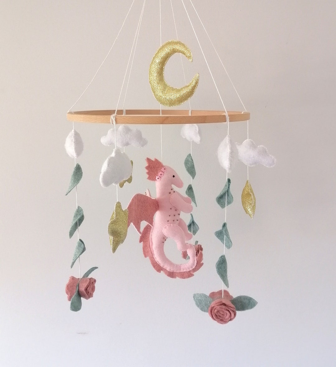Pink Dragon Baby Mobile for Girl Nursery,personalized Name Dragon Crib ...