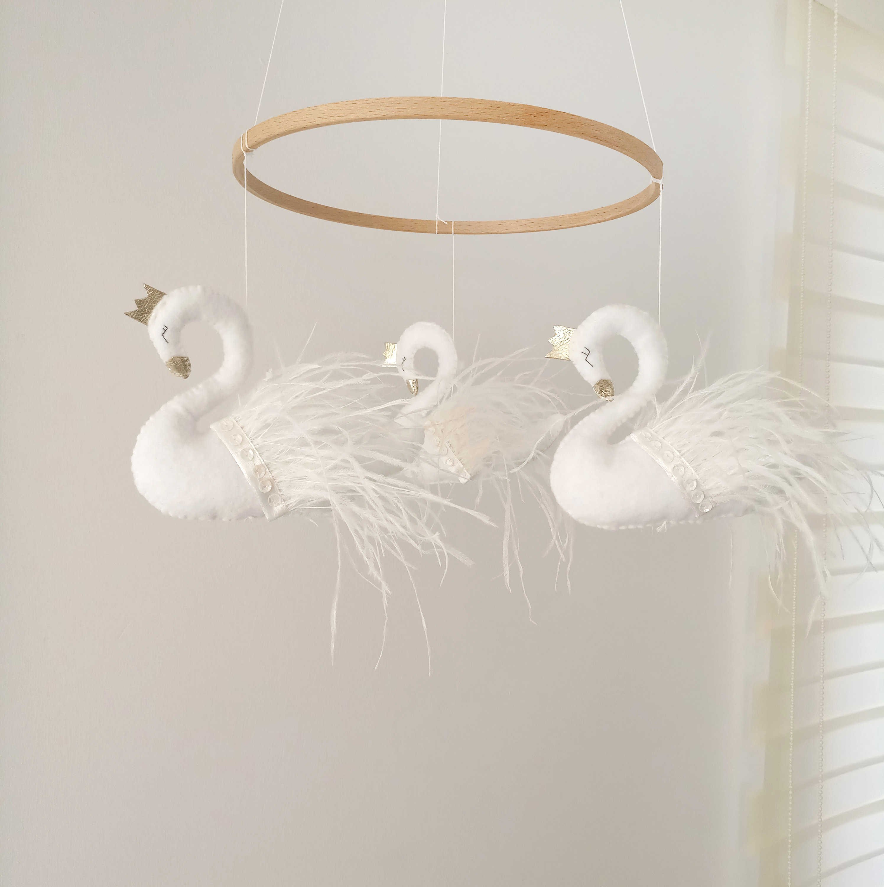 Swan Baby Mobile, Princess Swan Nursery Decor, White Swan Mobile ...