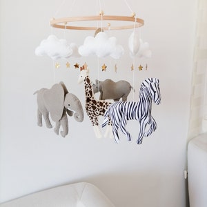 Africa Animals Crib Mobile for Neutral Nursery,felt,giraffe,zebra ...