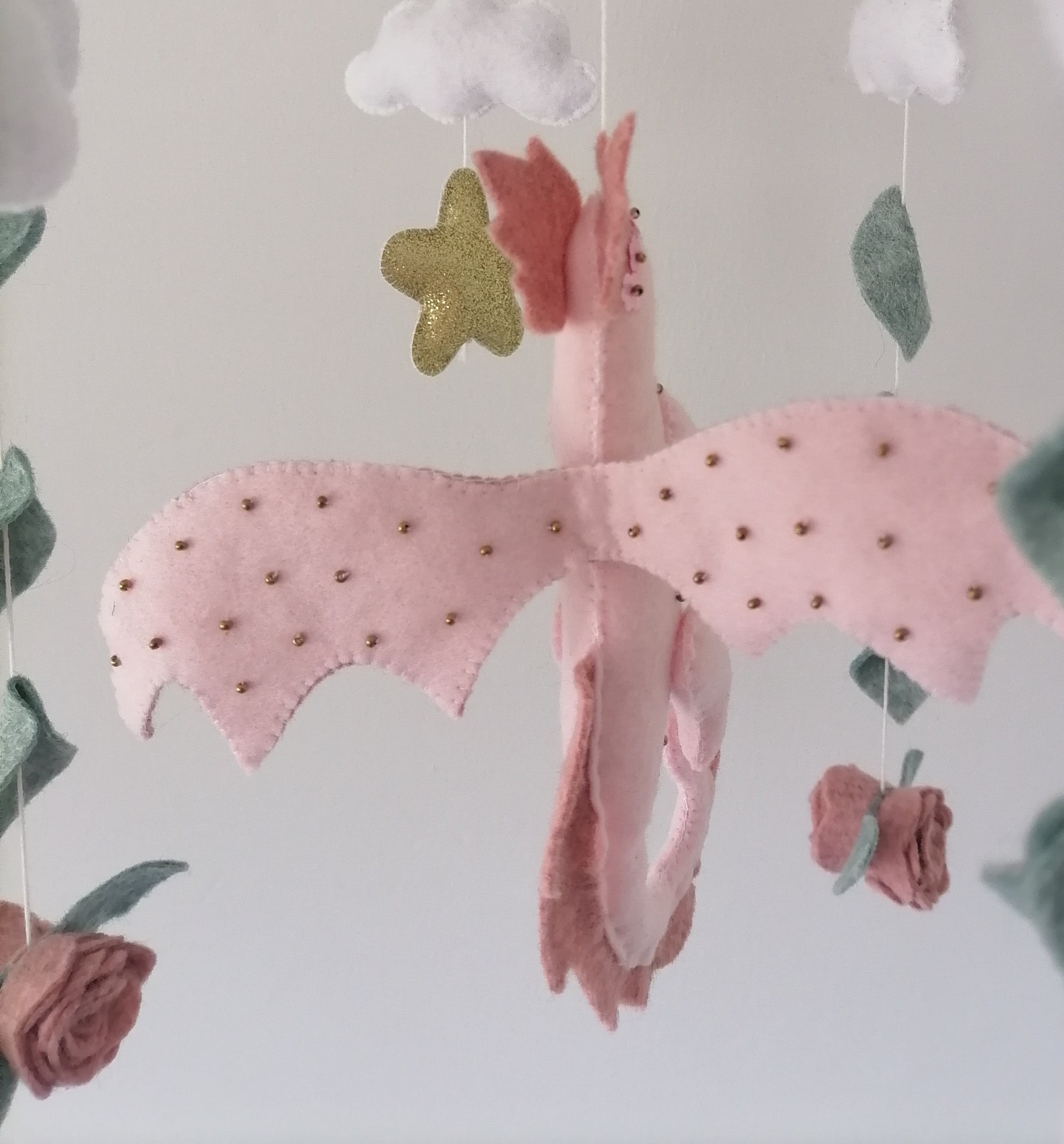 Pink Dragon Baby Mobile for Girl Nursery,personalized Name Dragon Crib ...