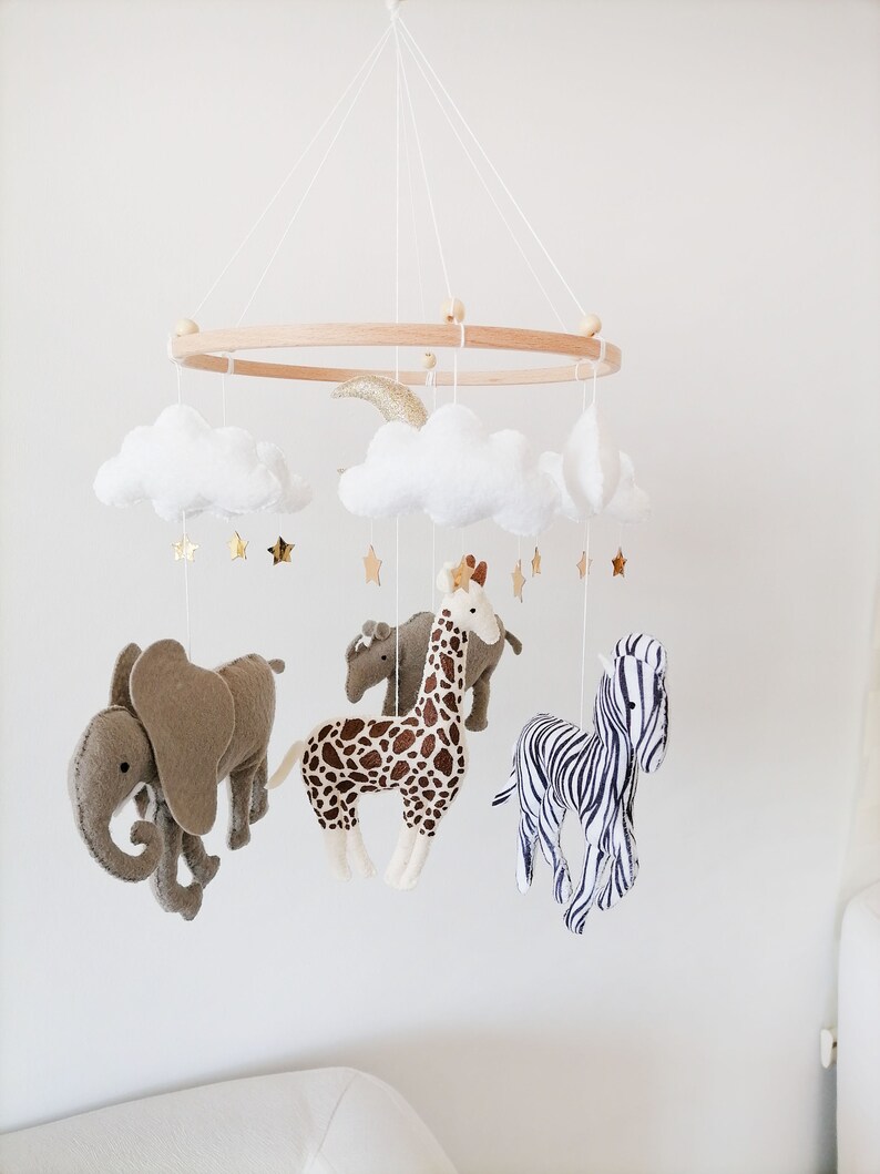 Africa Animals Crib Mobile for Neutral Nursery,felt,giraffe,zebra ...