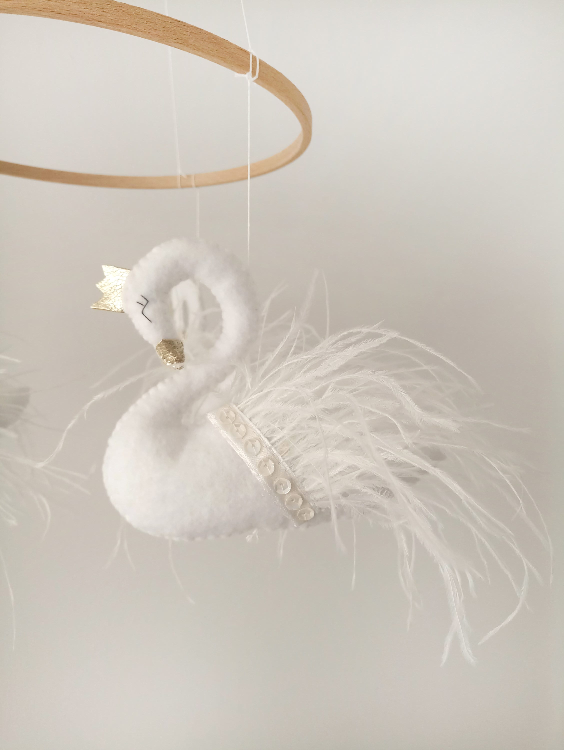 Swan Baby Mobile, Princess Swan Nursery Decor, White Swan Mobile ...