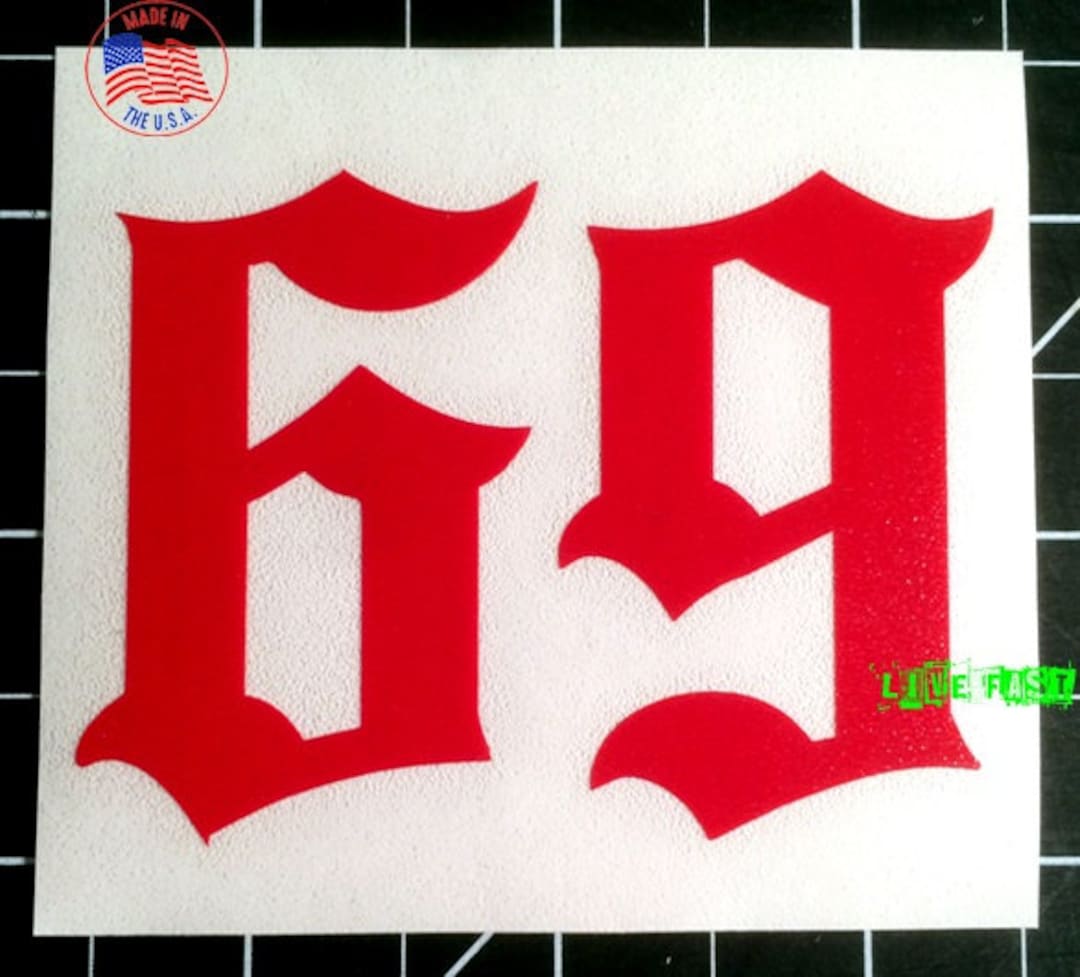 NUMBER 69 DECAL STICKER Outlaw Biker Custom Chopper Motorcycle Gas Tank ...